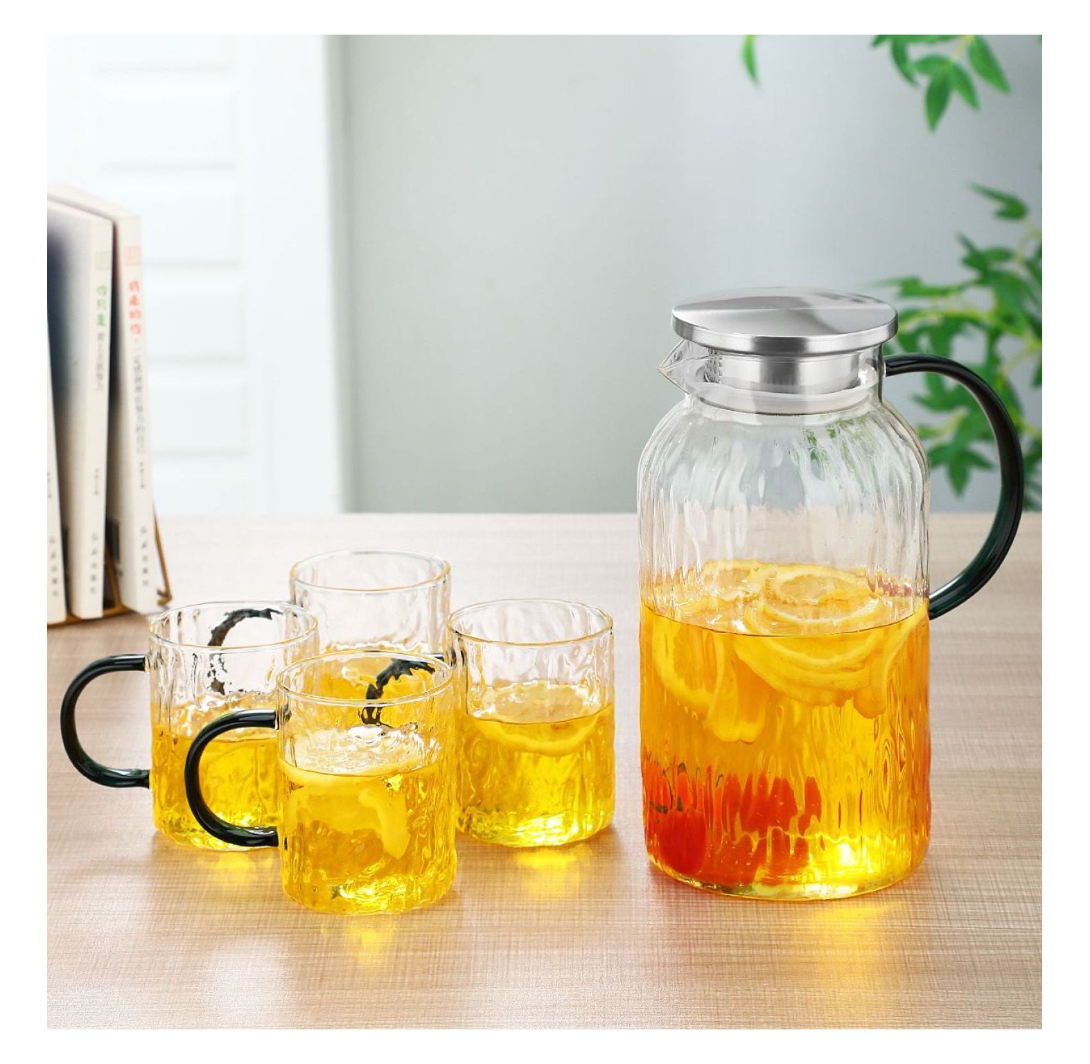 1 Pot with 4 Cups Tea Set, Cooling Water Kettle, Water Cup Set, Water ...