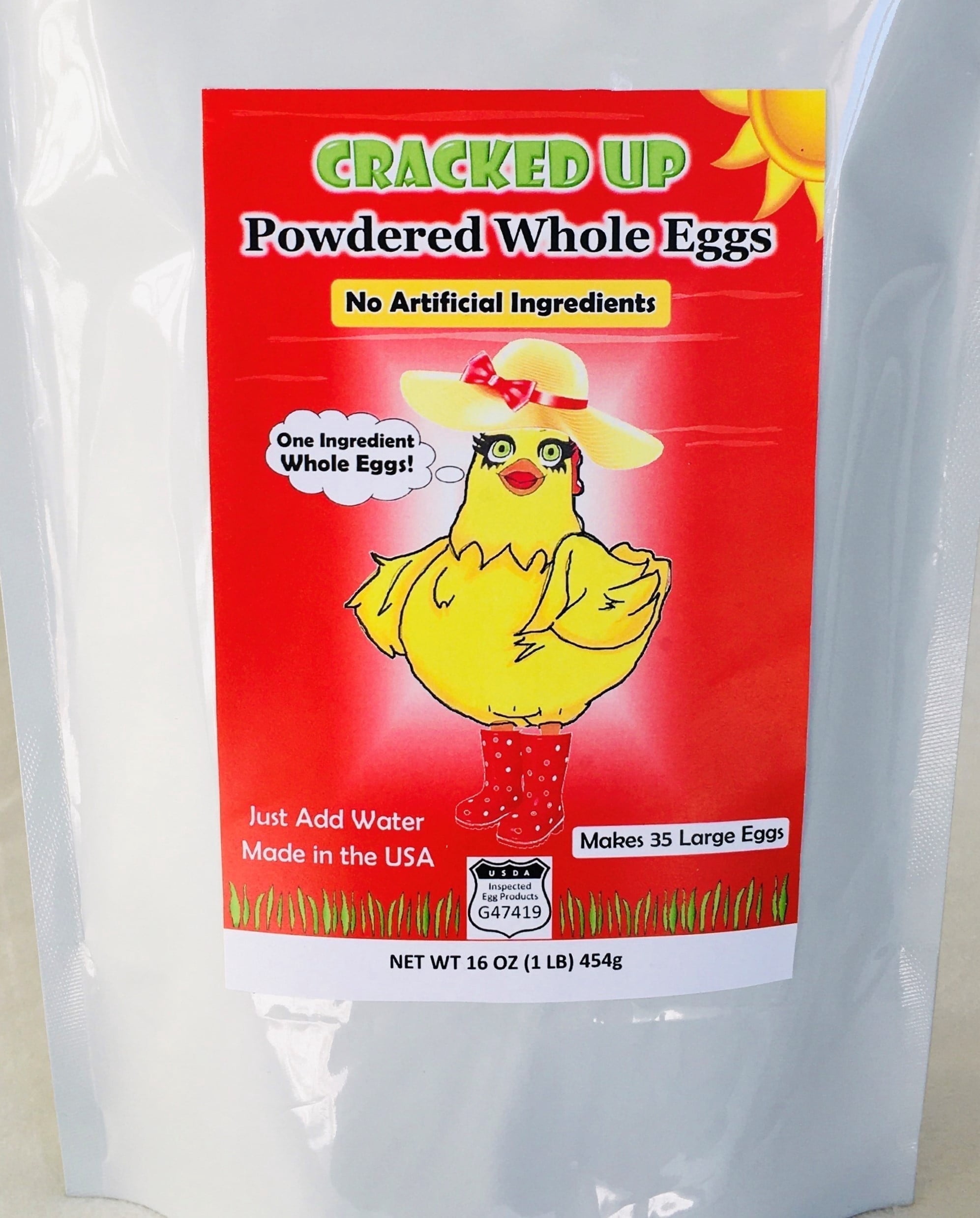 Cracked Up Whole Powdered Eggs, 1lb, Makes 35 Large Eggs, Resealable ...