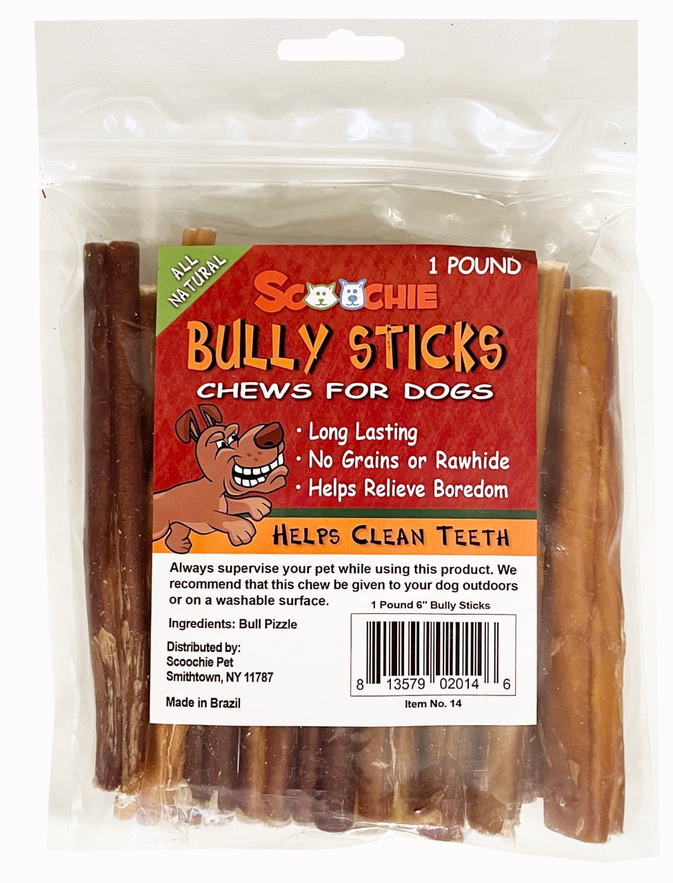 1 Pound 6 Inch Bully Sticks In Zip Lock Bag - Walmart.com