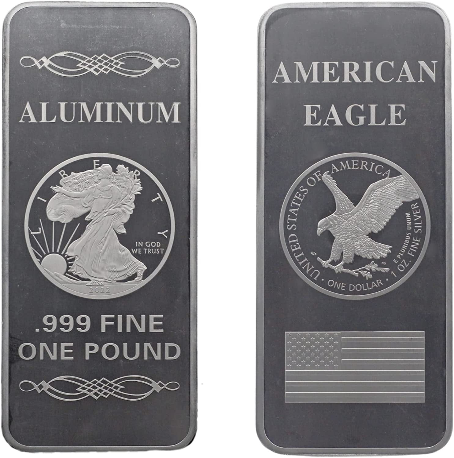 1 Pound American Eagle Liberty .999 Pure Aluminum Bar Bullion with ...