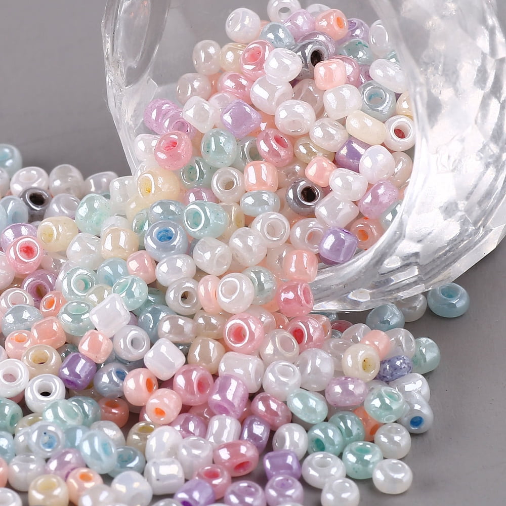 1 Pound Glass Seed Beads Ceylon Round Mixed Color 8/0 3mm Hole: 1mm ...