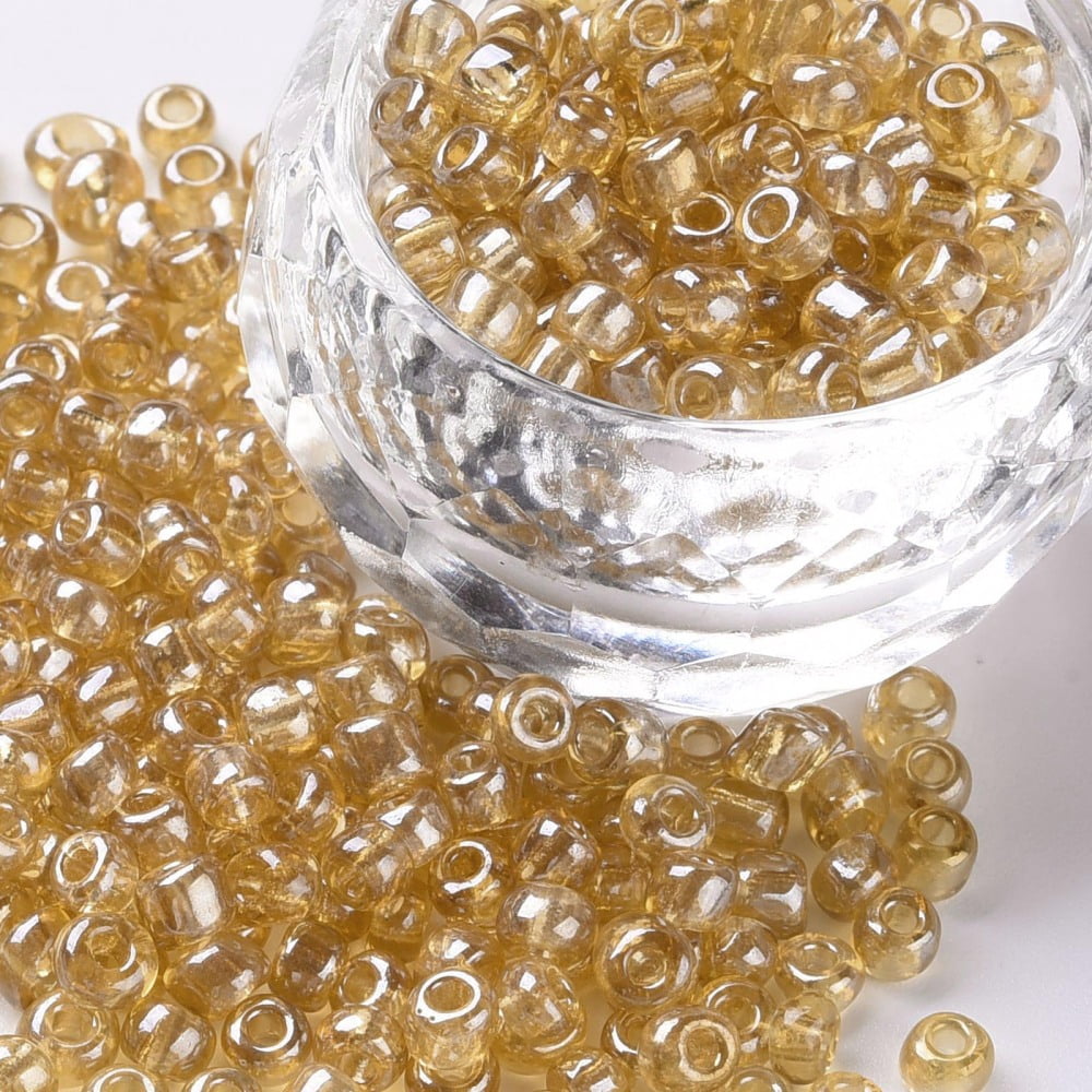 1 Pound Glass Seed Beads Trans. Colours Lustered Round Pale Goldenrod ...