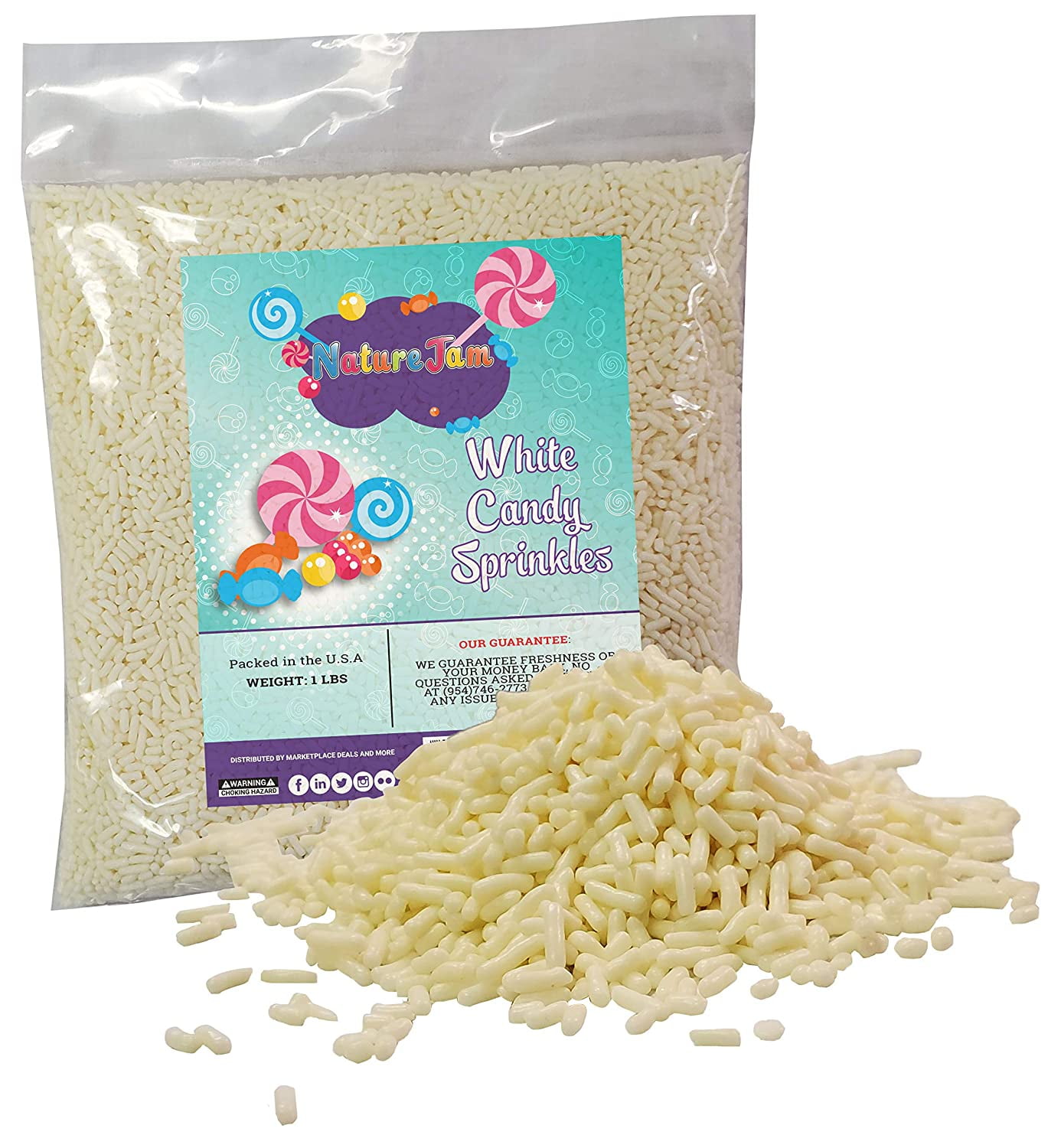 1 Pound White Sprinkles BULK Jimmies - Edible Cake Cupcakes Dessert ...