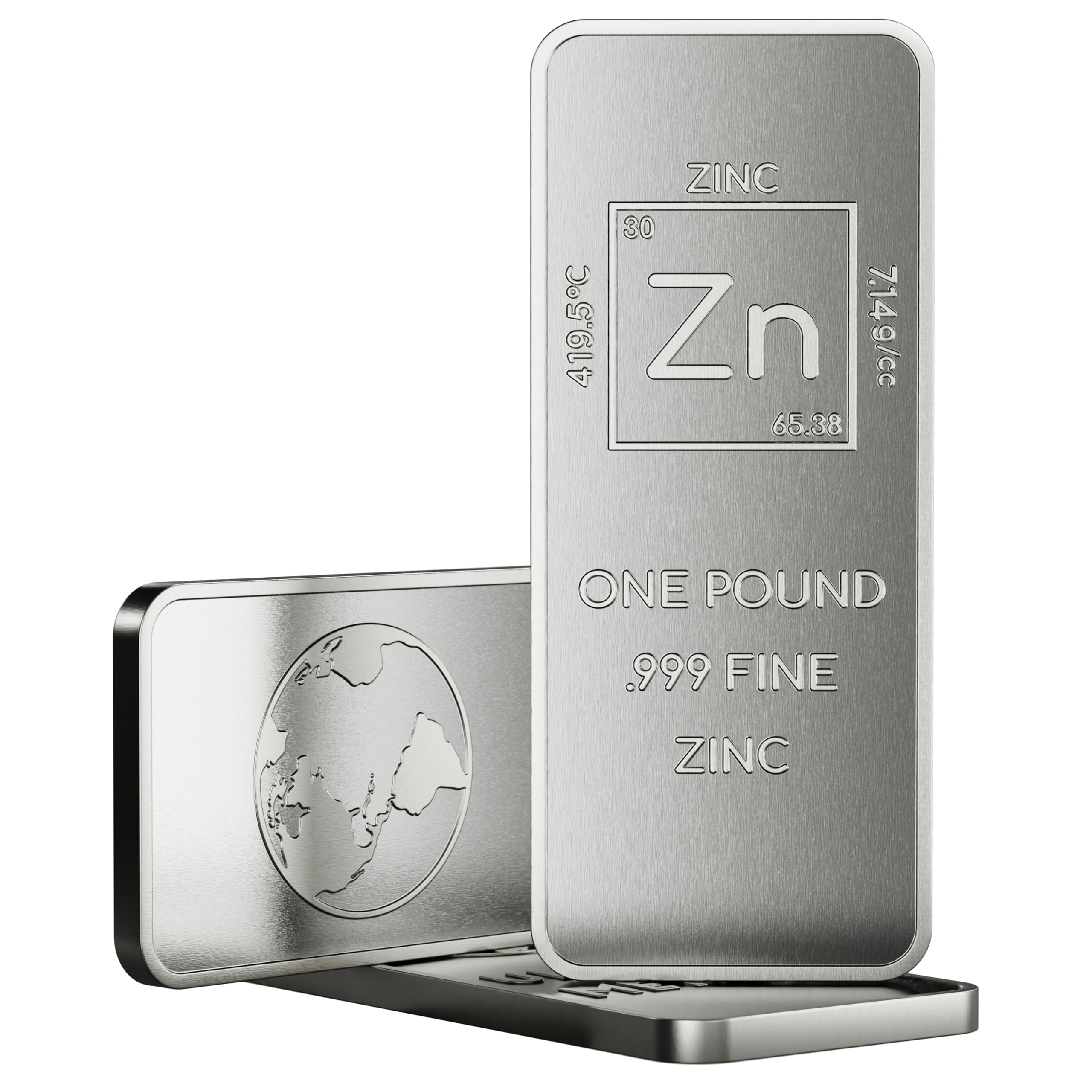 1 Pound Zinc Bar Bullion Paperweight with Element Design | .999 Pure ...