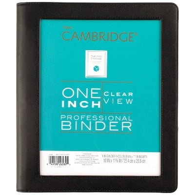 1" Professional Clear View 3 Ring Binder Black - Walmart.com