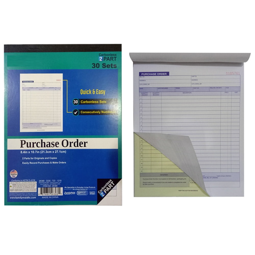 1 Purchase Order Book Carbonless Receipt Record 2 Part 30 Sets PO ...
