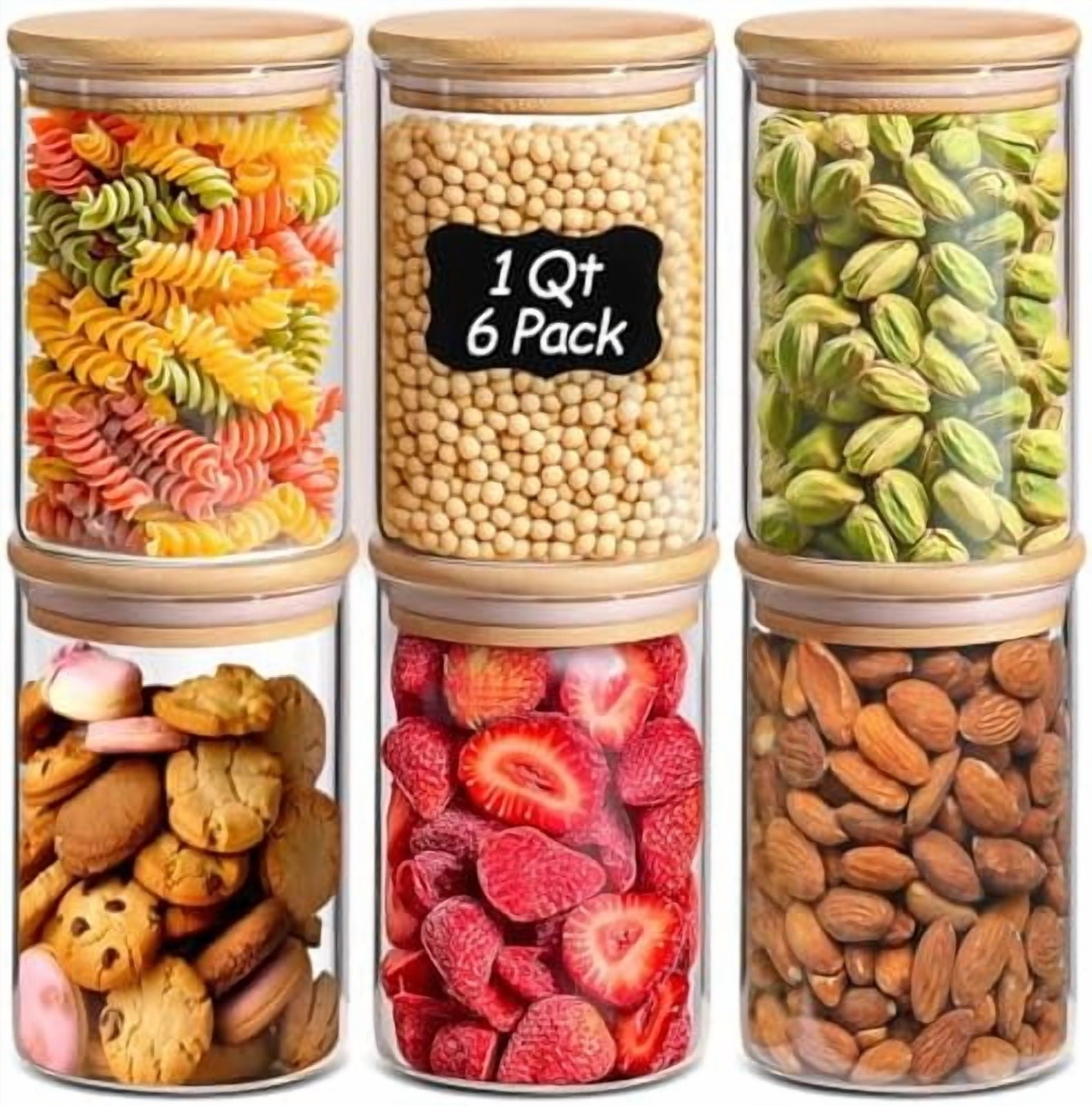 1 Qt Glass Storage Containers with Lids, Glass Jars with Lids, Clear ...