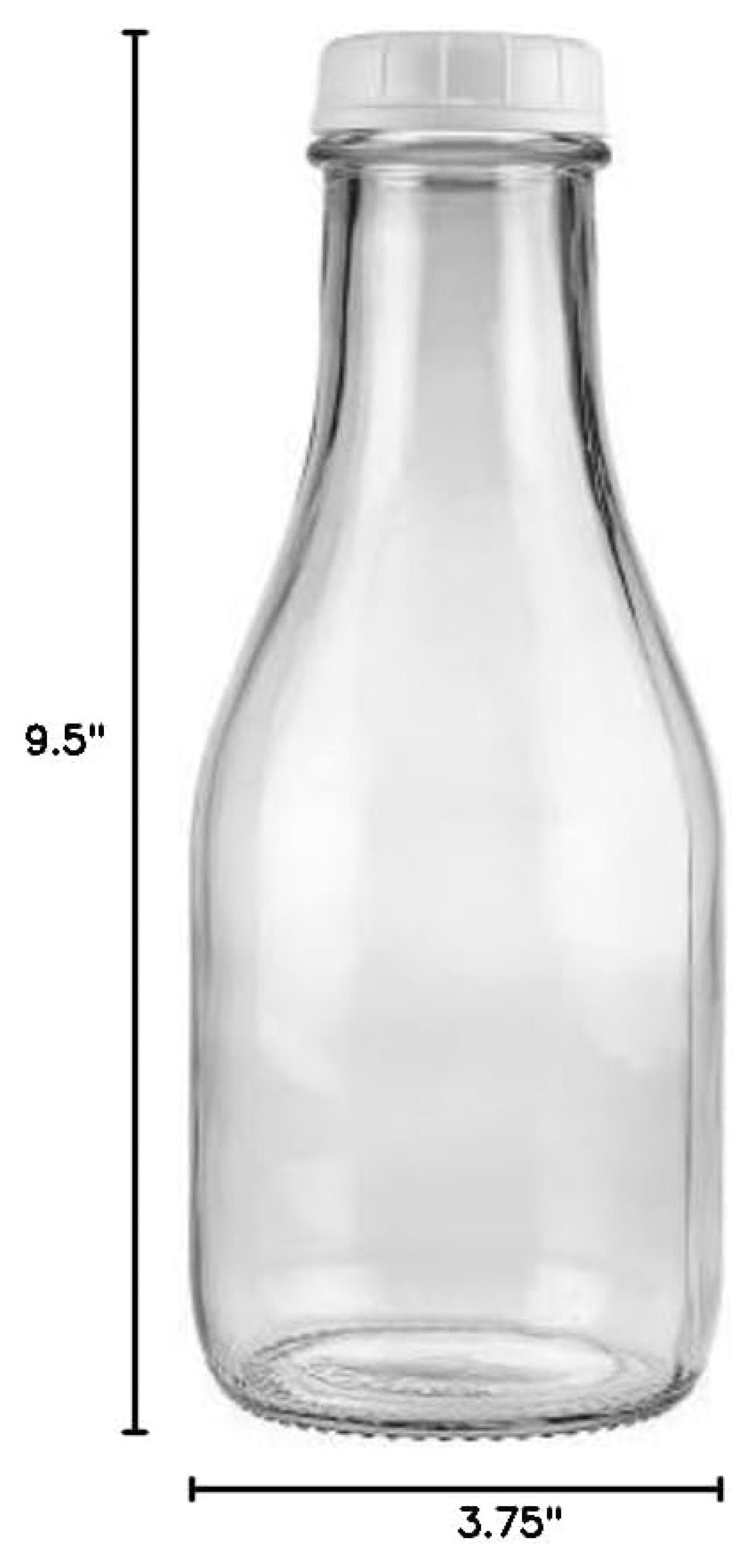 1 Qt Heavy Glass Reusable Milk Bottle, 32 Oz Tall/round , Includes Mm ...