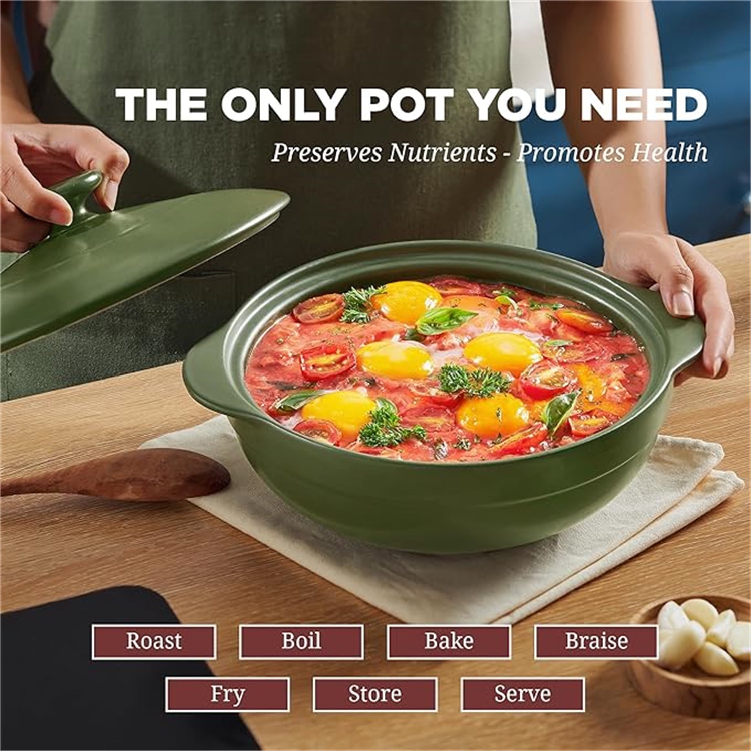 1-Qt Porcelain Dutch Oven with Lid – Lead & Cadmium Free, Oven Safe to ...