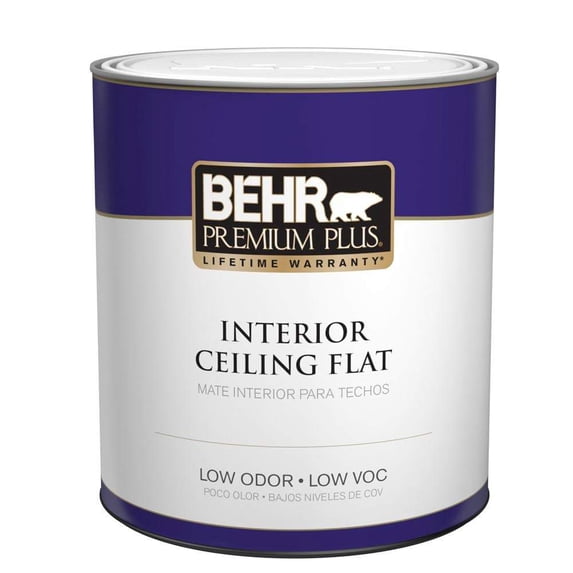 BEHR Premium 1 Qt Ultra Pure White Flat Interior Ceiling Paint Durable ...