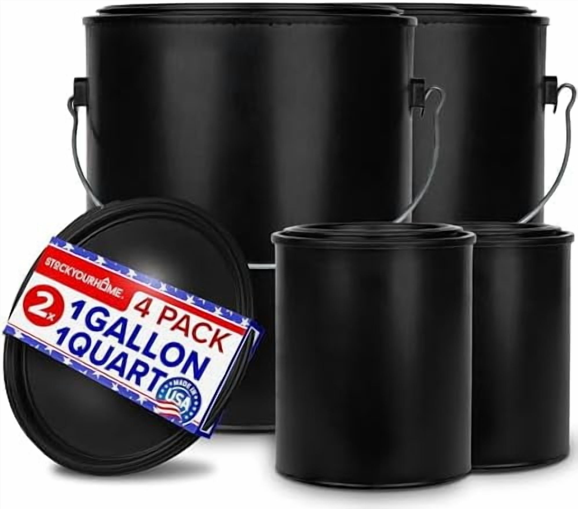 1 Quart & 1 Gallon Plastic Paint Buckets (4 Pack Combo) Triple-Lock ...