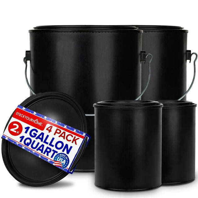 1 Quart & 1 Gallon Plastic Paint Buckets (4 Pack combo) Triple-Lock Airtight Seal to Minimizing ...