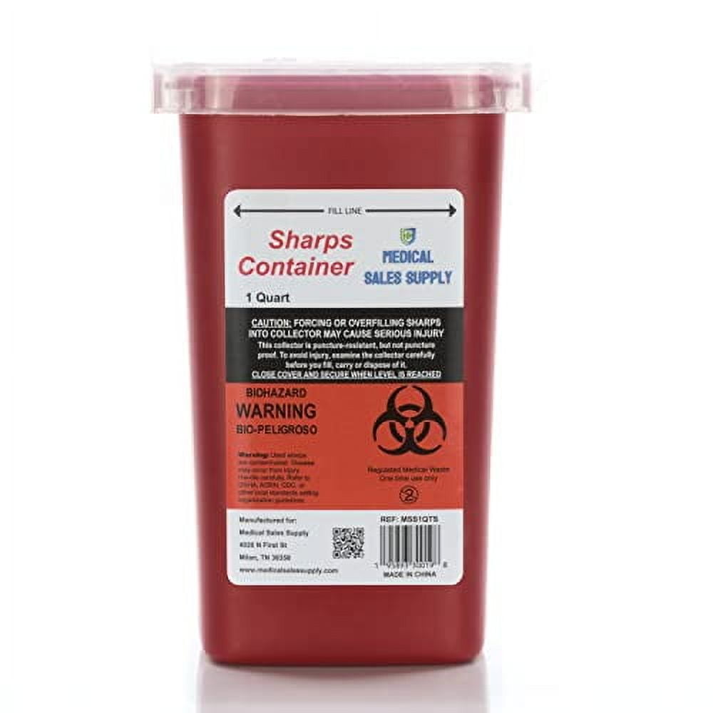 1 Quart | Biohazard Needle and Syringe Disposal Sharps Container with ...