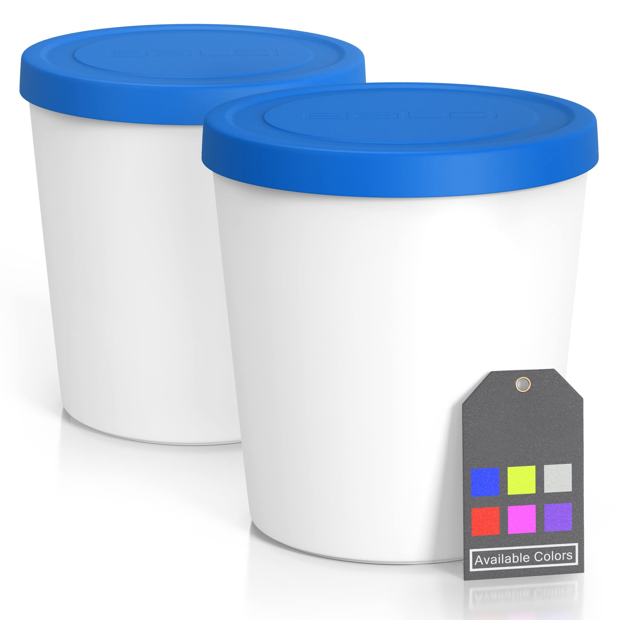 1 Quart Freezer Containers 2 Pack, Reusable Ice Cream Tubs with Secure ...
