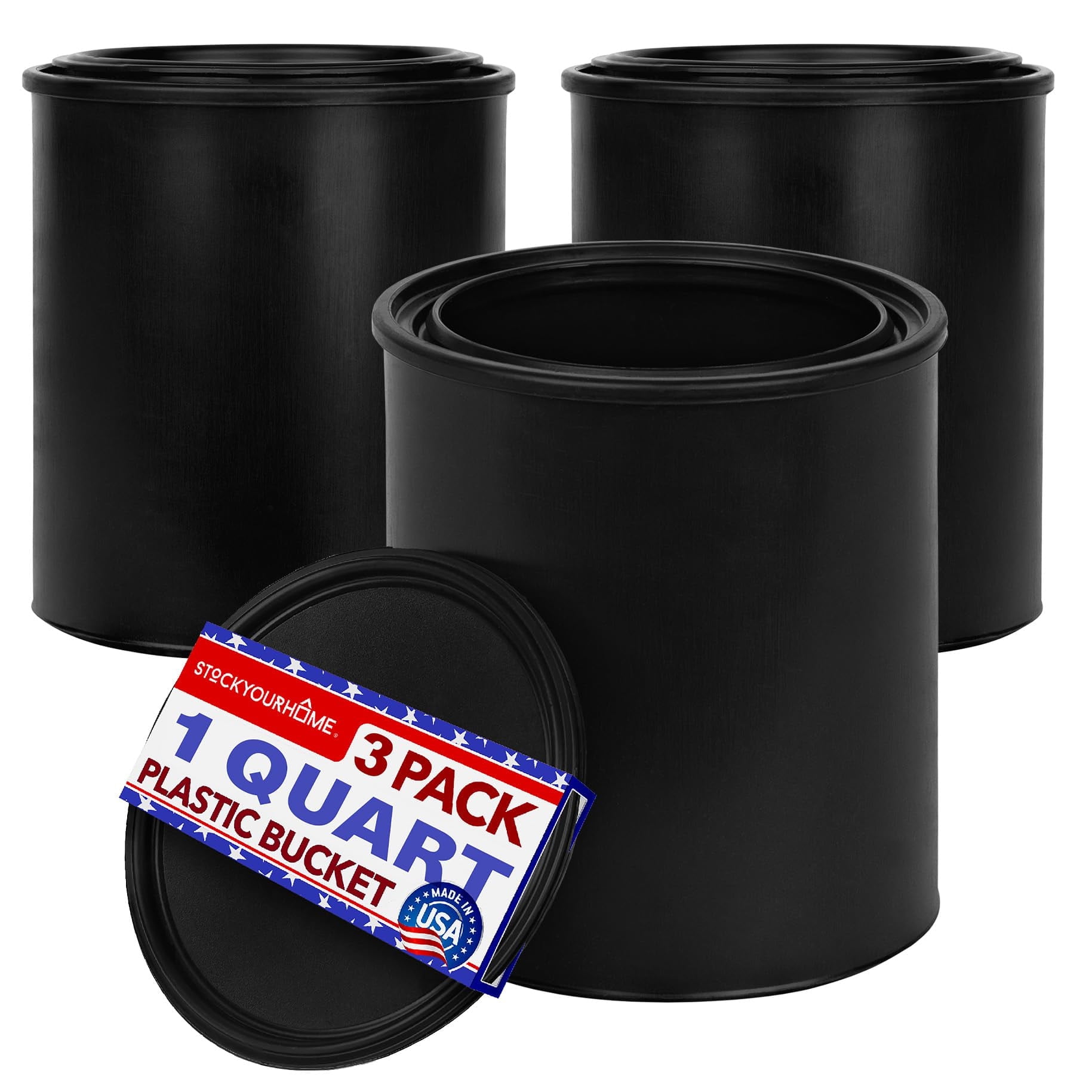 1-Quart Plastic Paint Bucket (3 Pack) - Triple Lock Airtight Seal ...