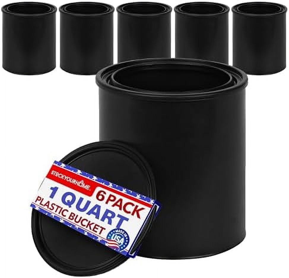 1-Quart Plastic Paint Bucket (6 Pack) - Triple Lock Airtight Seal ...