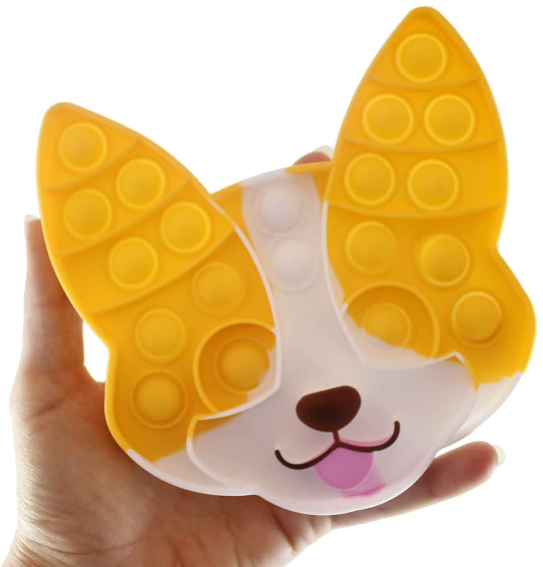 1 RANDOM Large Dog Bubble Pop Fidget Toy - Silicone Push Poke Bubble ...