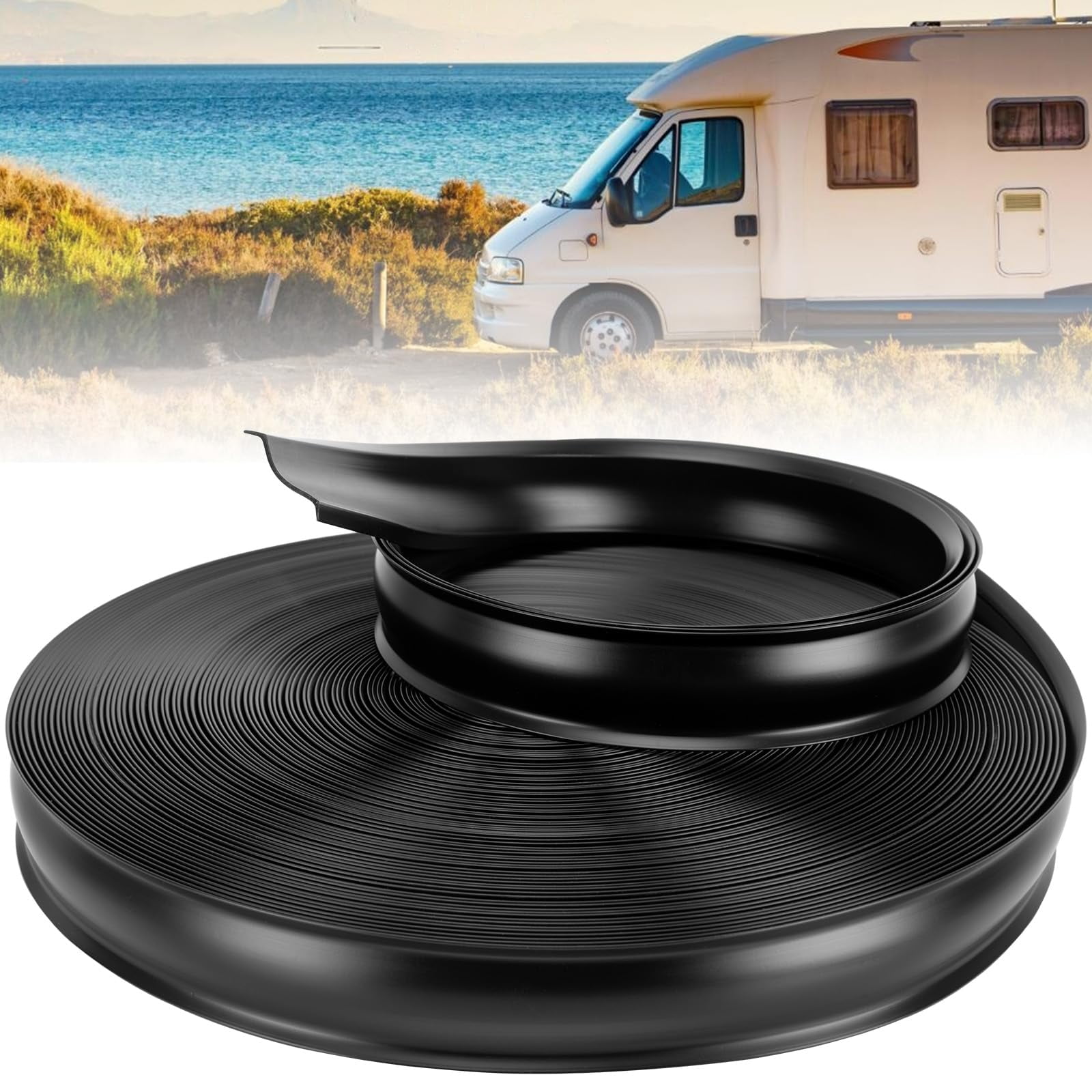 1" RV Trim Molding KEF16 Insert - 100Ft Weather Stripping, Black Vinyl Trim for Trailer & Camper ...
