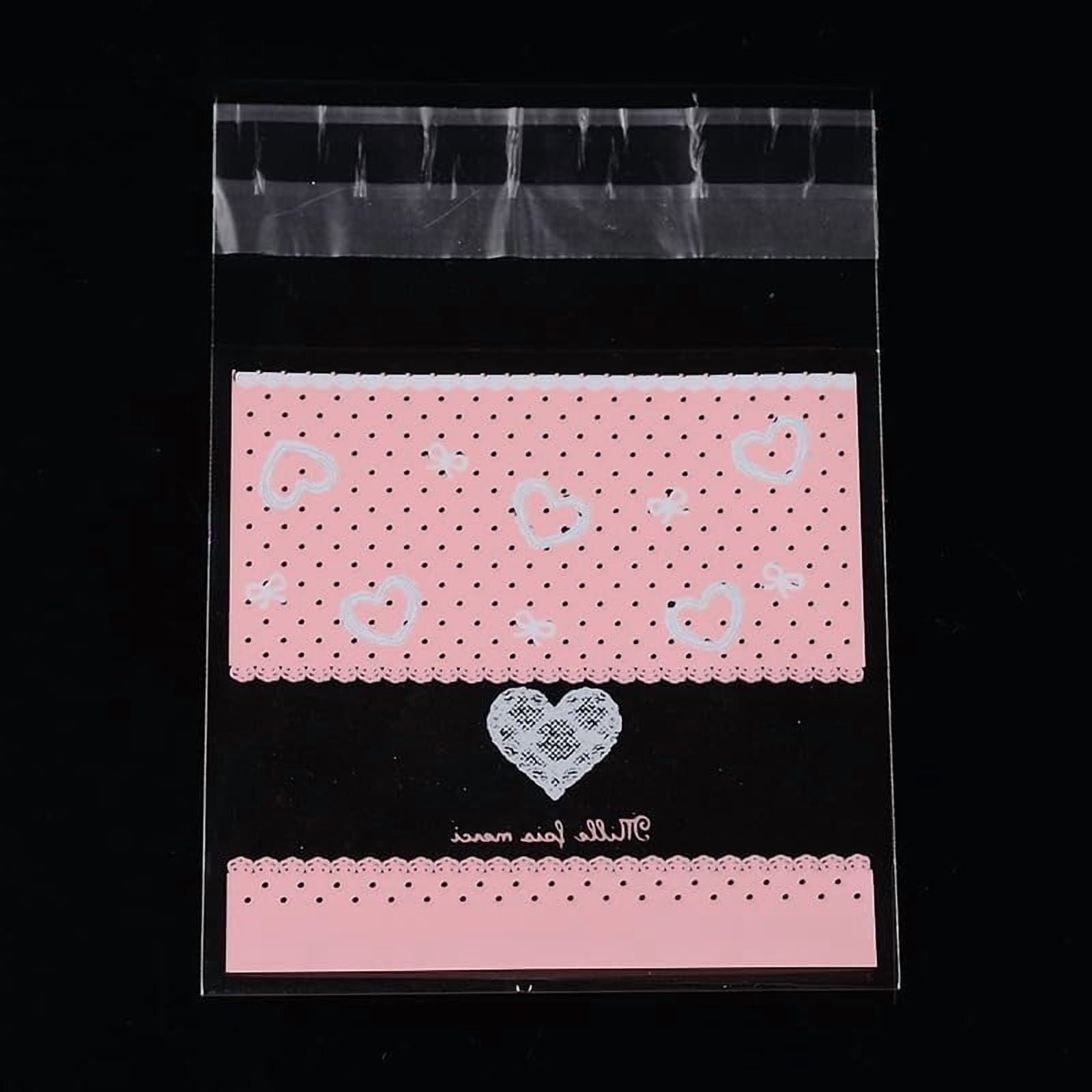 1 Rectangle OPP Bag with Heart Pattern Goodie Gift Bags Self Sealing ...