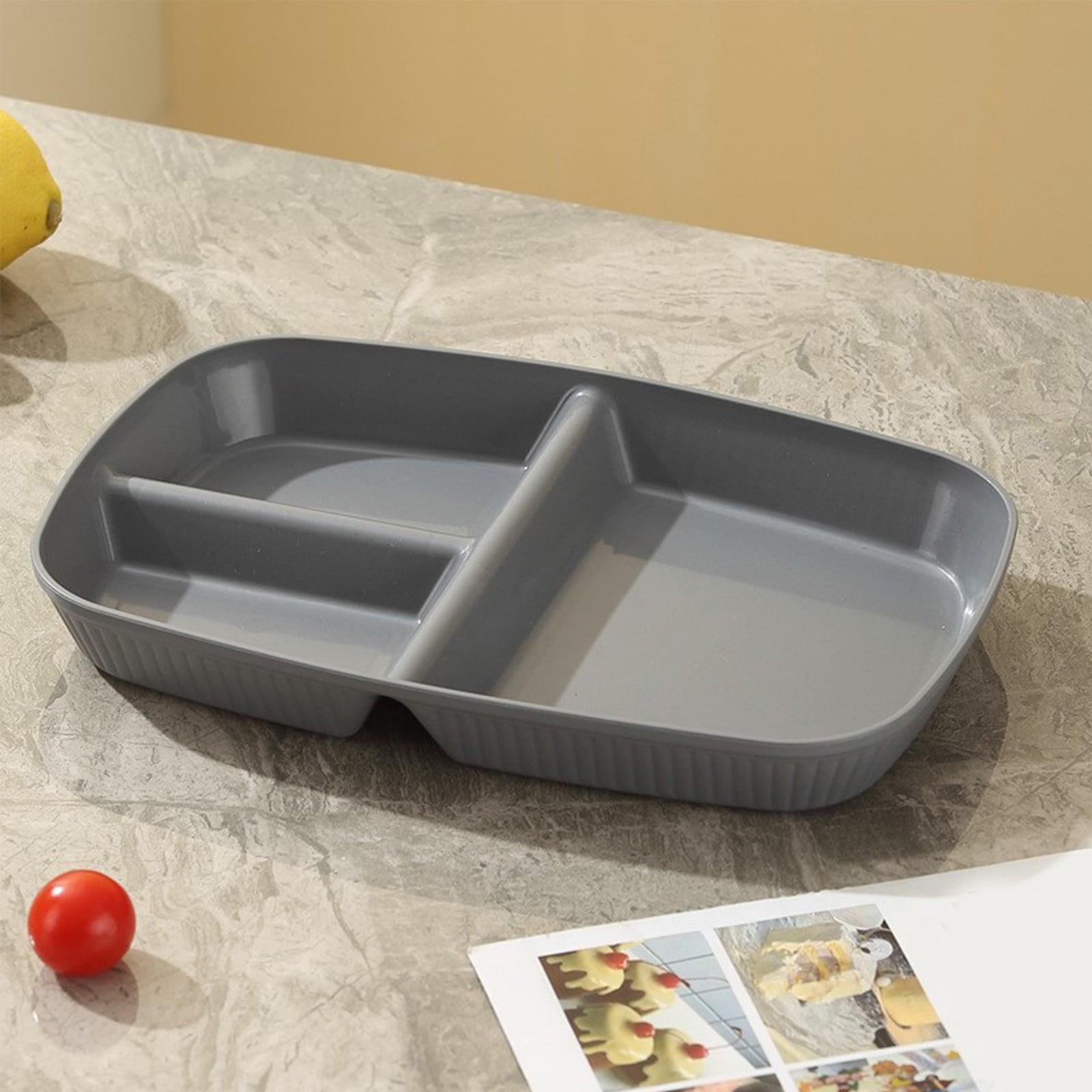 1 Rectangular Divided Plates Tray 3 Sections Dinner Plates for Adults ...