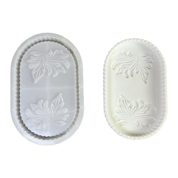 1. Reusable Silicone Oval Tray Mold with Floral Design for Cement ...