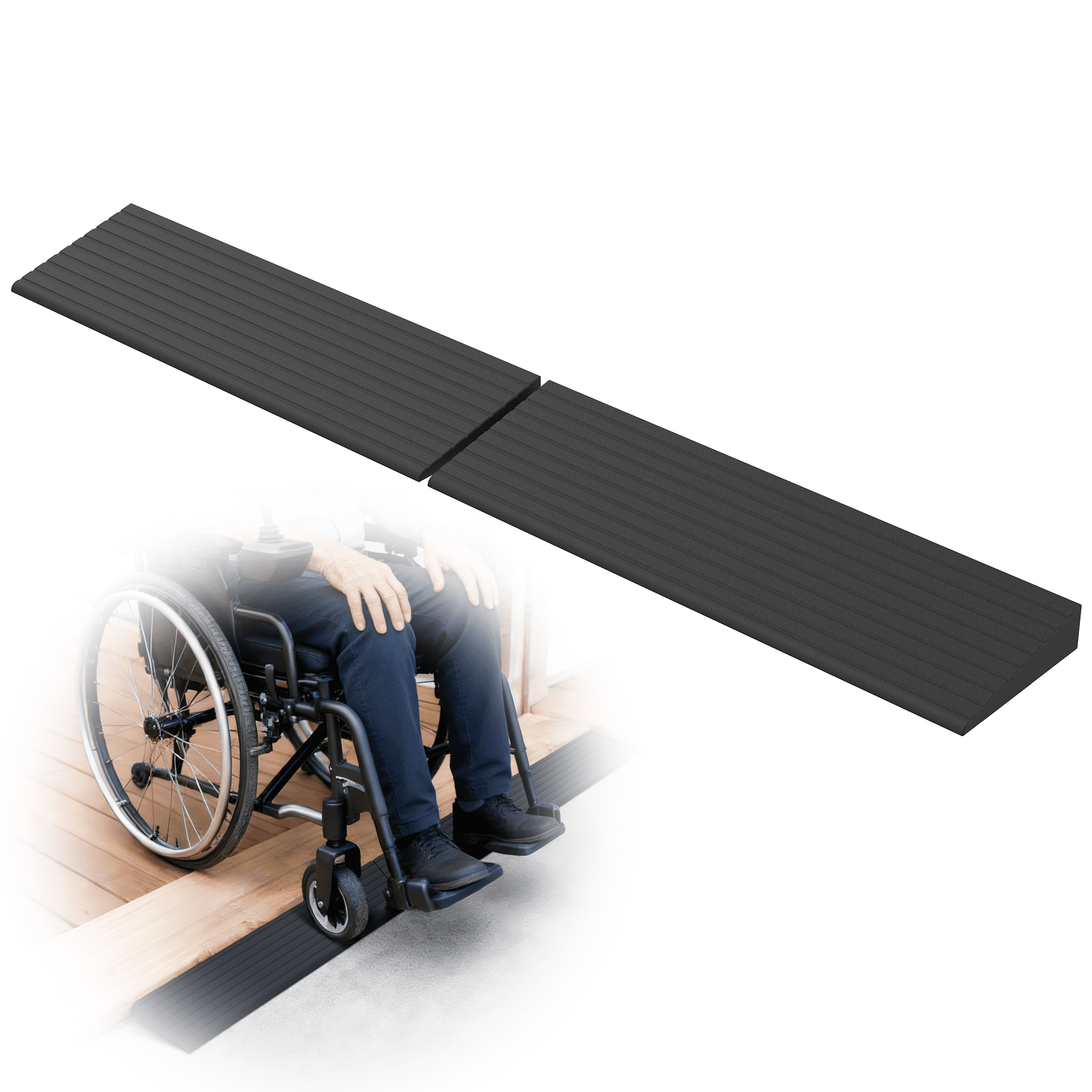1" Rise Rubber Threshold Ramps for Doorways, 34" Wide Modular ...