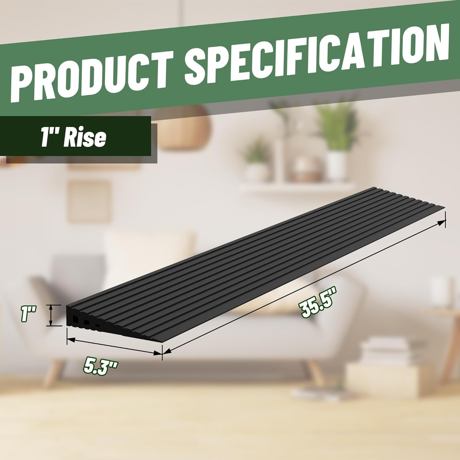 1" Rise Threshold Ramps for Doorways, 2000 Lbs Load Capacity, 35.5 ...