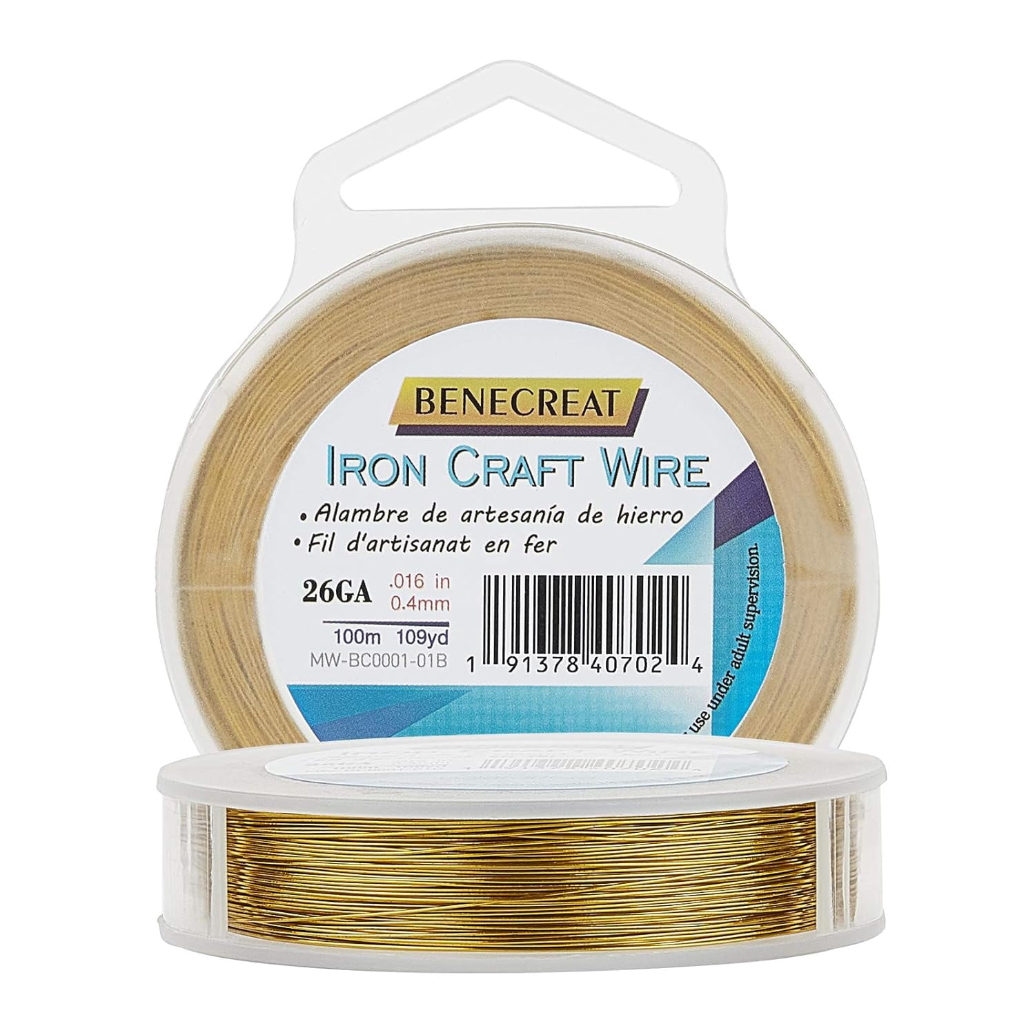 1 Roll 0.4mm(26 Gauge) 100m Tarnish Resistant Golden Iron Crafting Wire ...