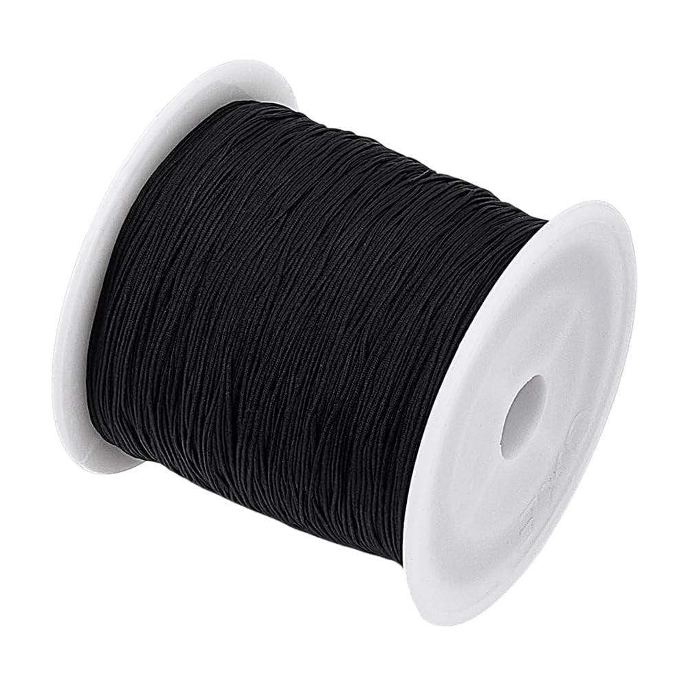 1 Roll 0.5mm x 150 Yards Black Nylon Cord Satin String for Jewelry ...