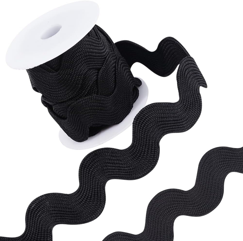 1 Roll 1-3/8 inch(34mm) RIC Rac Trim Ribbon 5 Yards Black Rick Rack ...