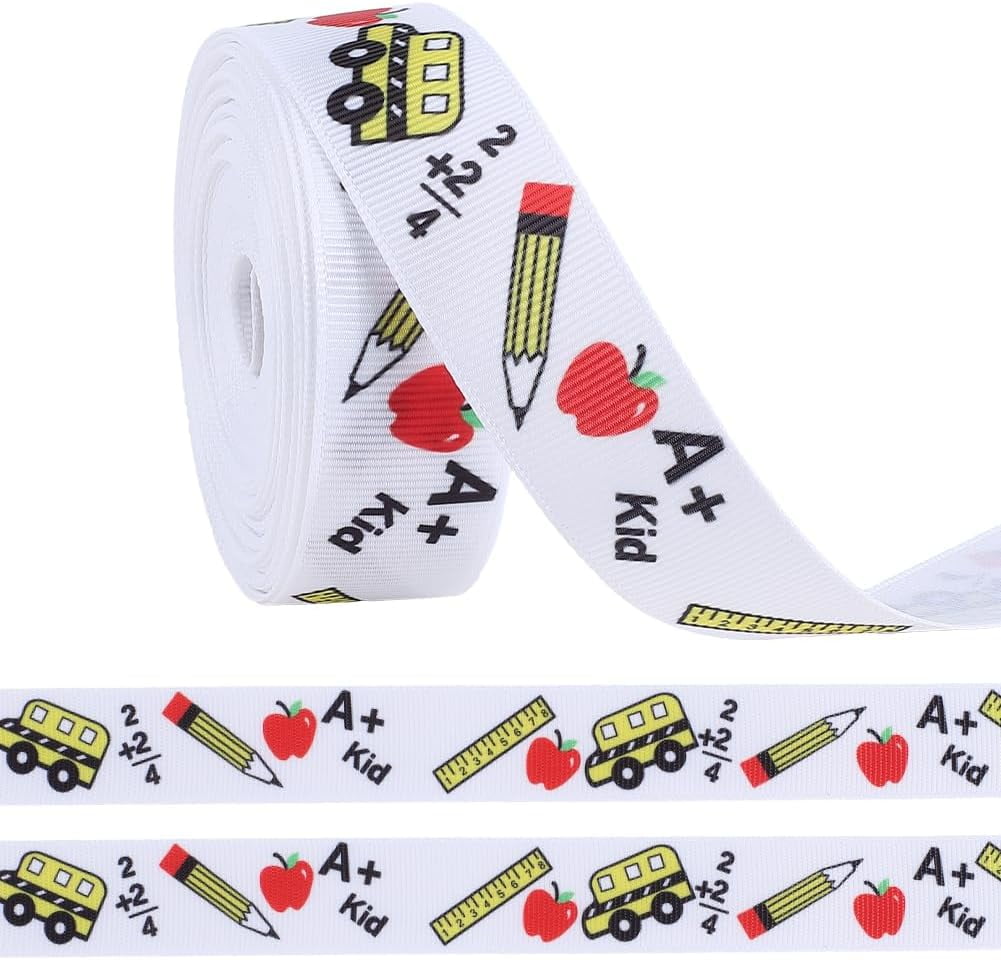 1 Roll 1 Roll 10 Yards Back to School Ribbon 7/8 Inch Wide Bus Ruler ...