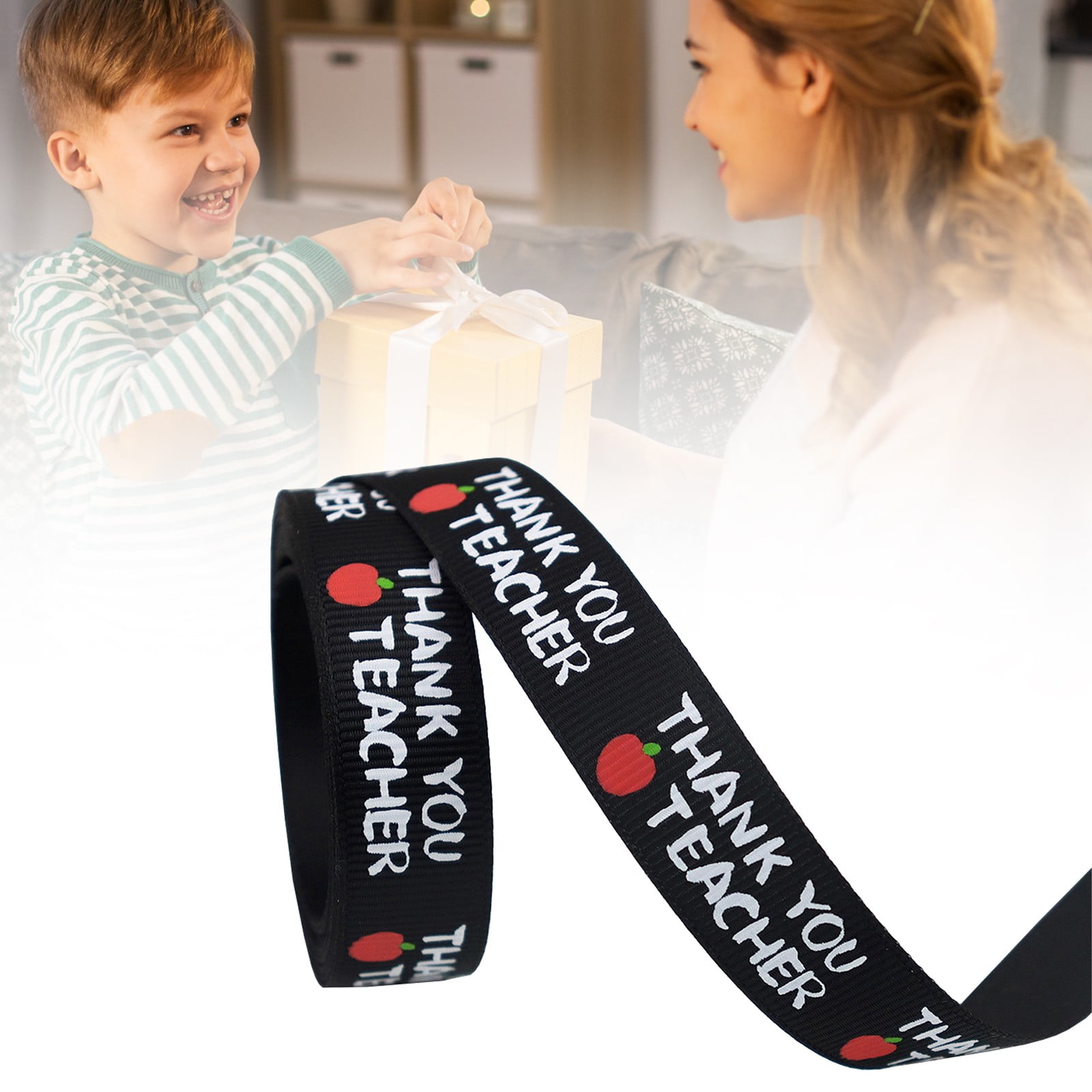 1 Roll 10 Yard Back to School Ribbon, 0.63in Black Thank You Teacher ...