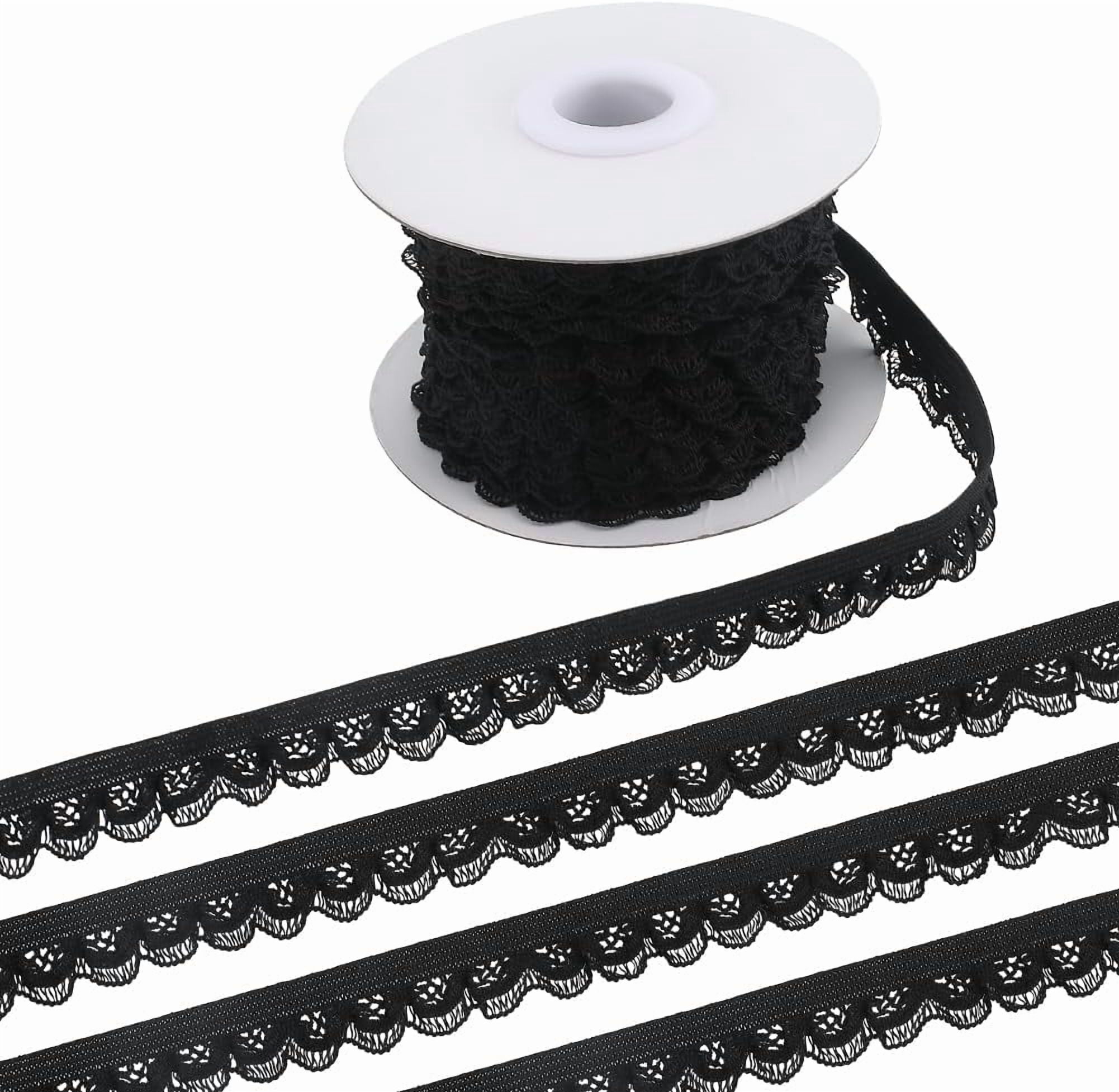 1 Roll 10 Yards Polyester Elastic Lace Trim Single Edged Flower ...