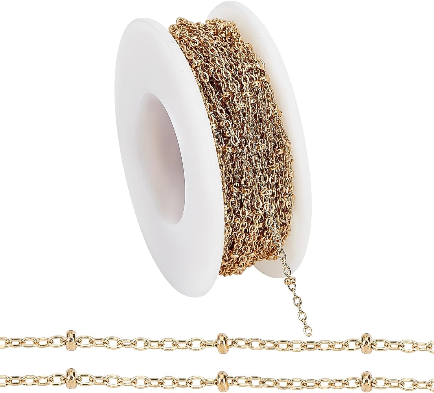 1 Roll 11 Yards Satellite Chain Bulk Cable Link Chains 18K Gold Plated ...