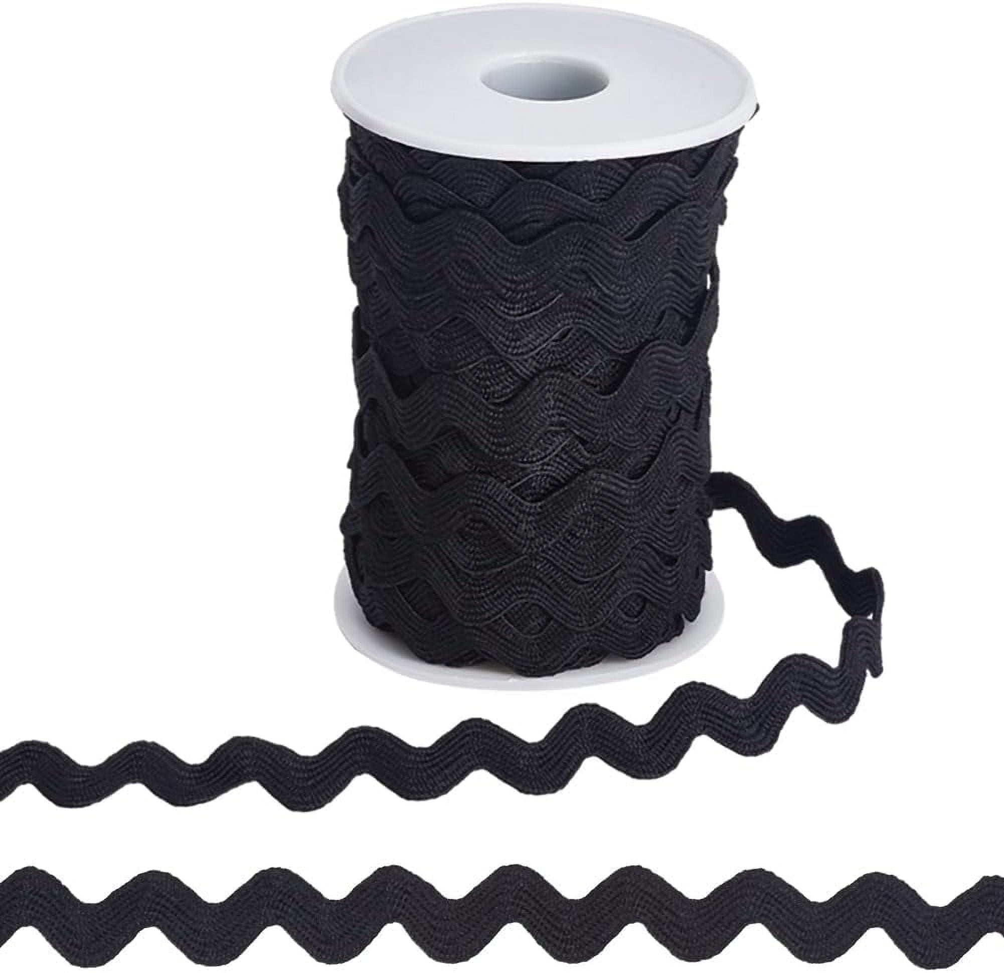 1 Roll 25 Yards RIC Rac Trim Ribbon 0.4 inch/10mm Black Rick Rack Wave ...