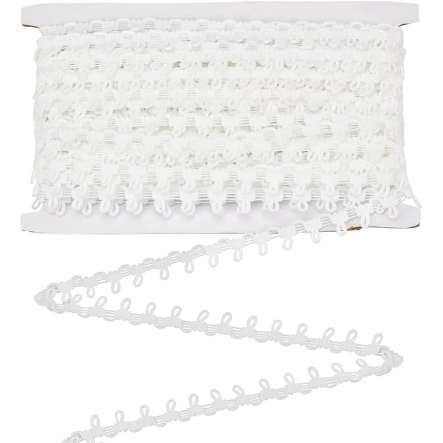 1 Roll 25Yards Black Braid Trim with Elastic Button Loops 0.6inch Lace ...