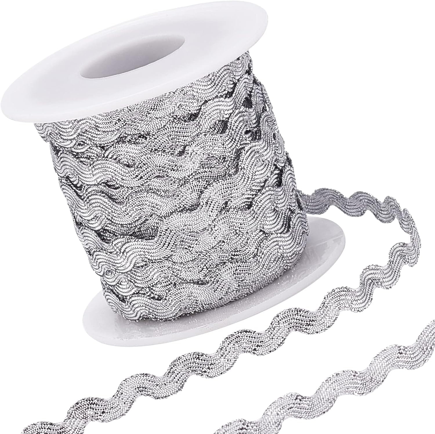 1 Roll 27yd/25m Glitter Silver RIC Rac Trim Ribbon Wave Sewing Bending ...