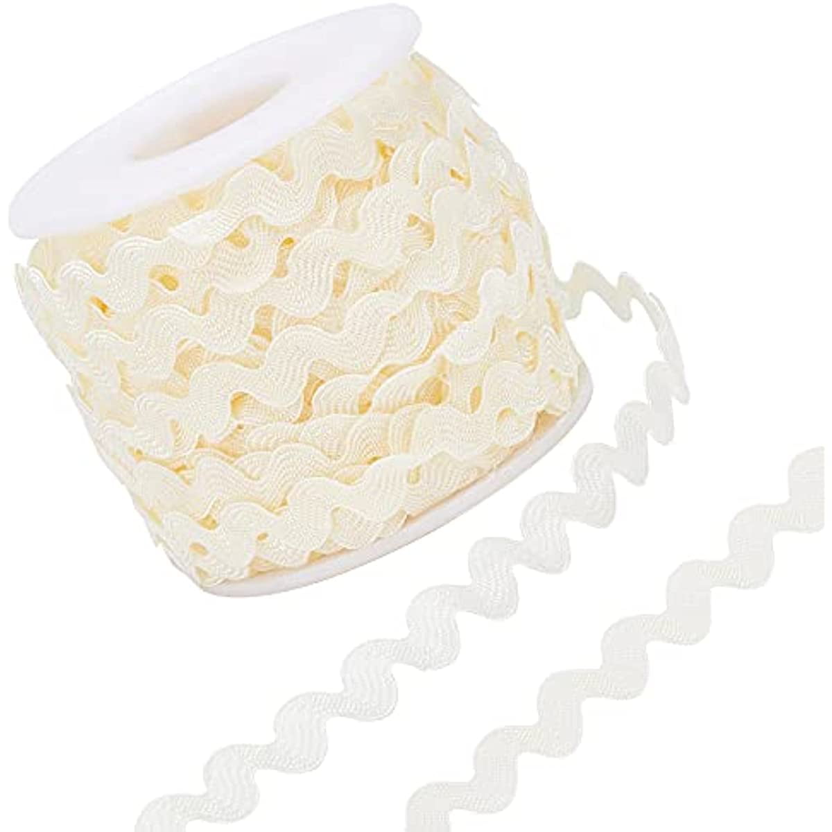 1 Roll 27yd/25m Light Yellow Polyester Rick Rack Wave Bending Fringe ...