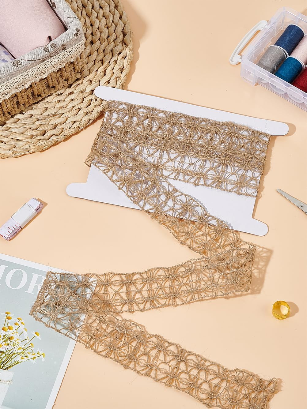 1 Roll 2m Tan Burlap Roll Fabric Ribbon Trim Craft Ribbon Hessian ...