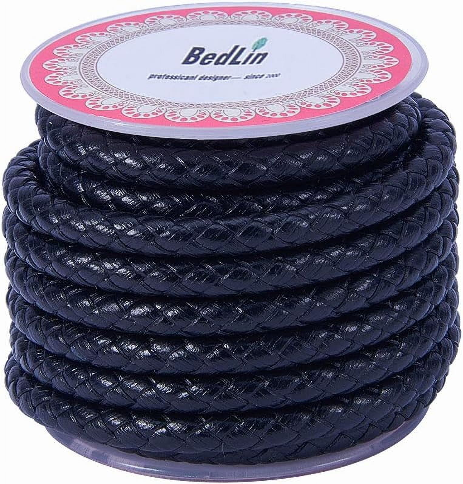 DIY 1 Roll 3.5 Meters Round Braided Bolo Real Leather Cord 6mm Genuine ...