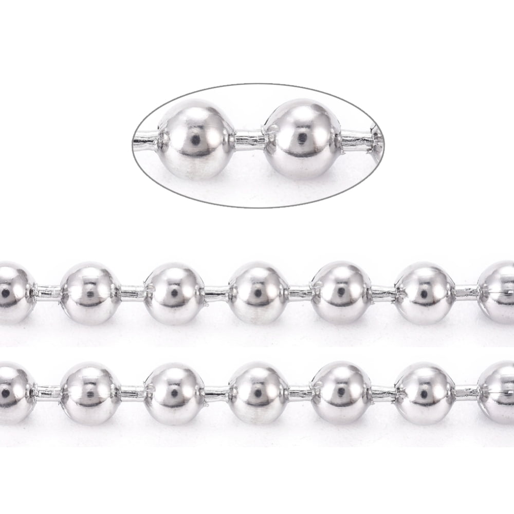 1 Roll 304 Stainless Steel Ball Chains with Spool Soldered Stainless ...
