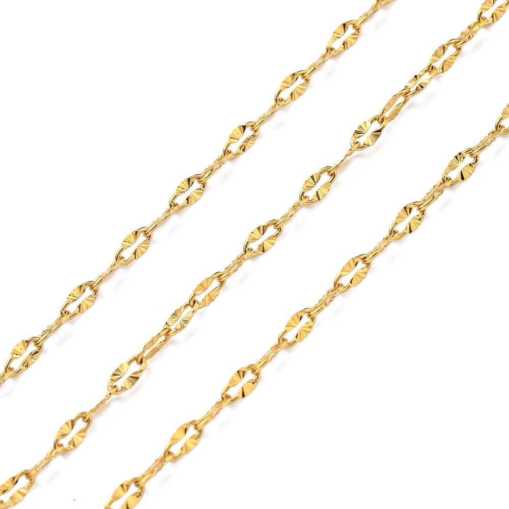 1 Roll 304 Stainless Steel Link Chains Soldered with Spool Real 18K ...
