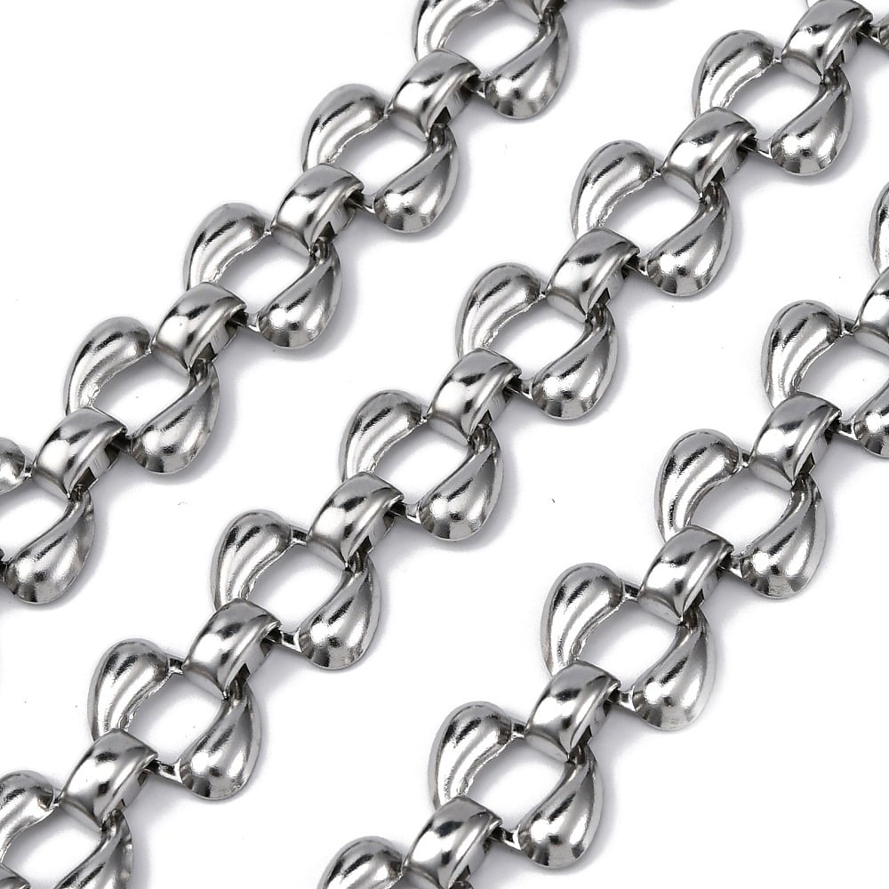 1 Roll 304 Stainless Steel Teardrop Link Chains Unwelded with Spool ...