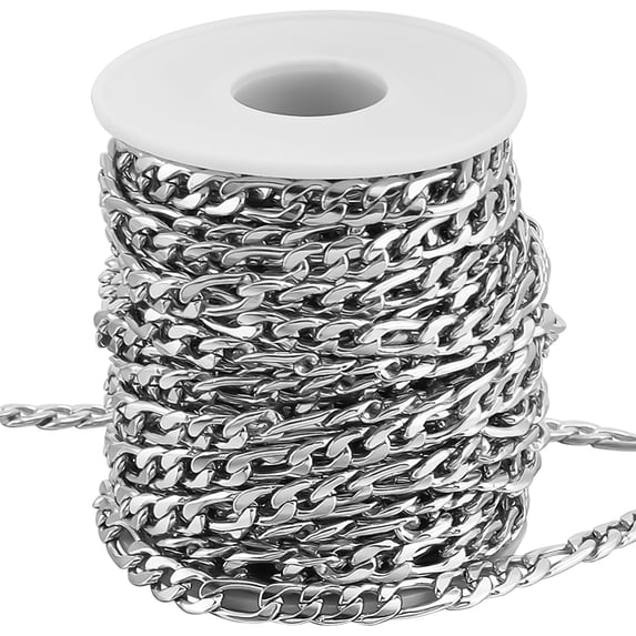 1 Roll 32.8 Feet/10m Figaro Chains 304 Stainless Steel Necklace Making ...
