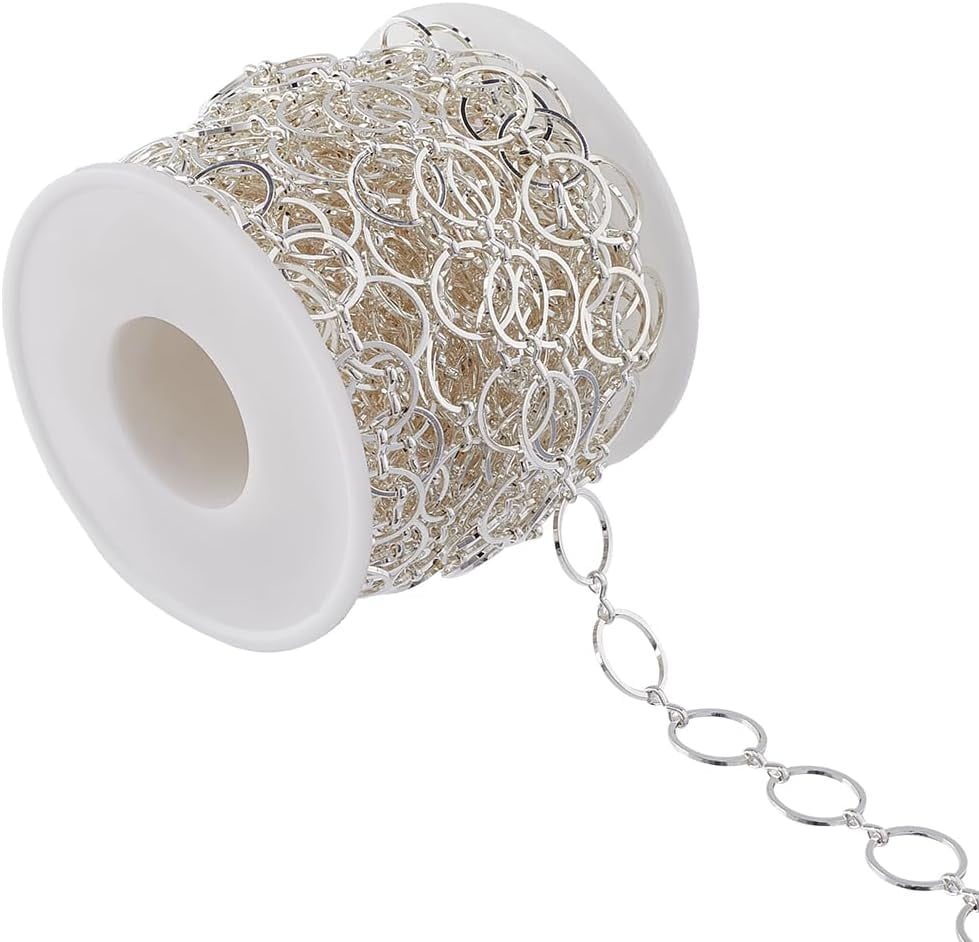 1 Roll 32.8Feet/10m Circle Link Chain Spool Craft Chain Silver Large ...