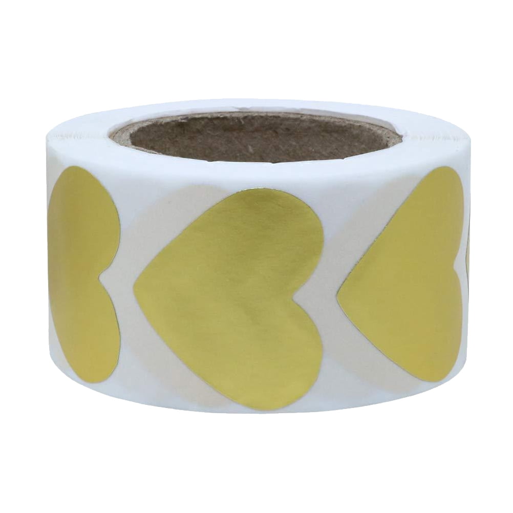 1 Roll/500PCS Golden Heart Shape Stickers Business Labels Food Labels ...