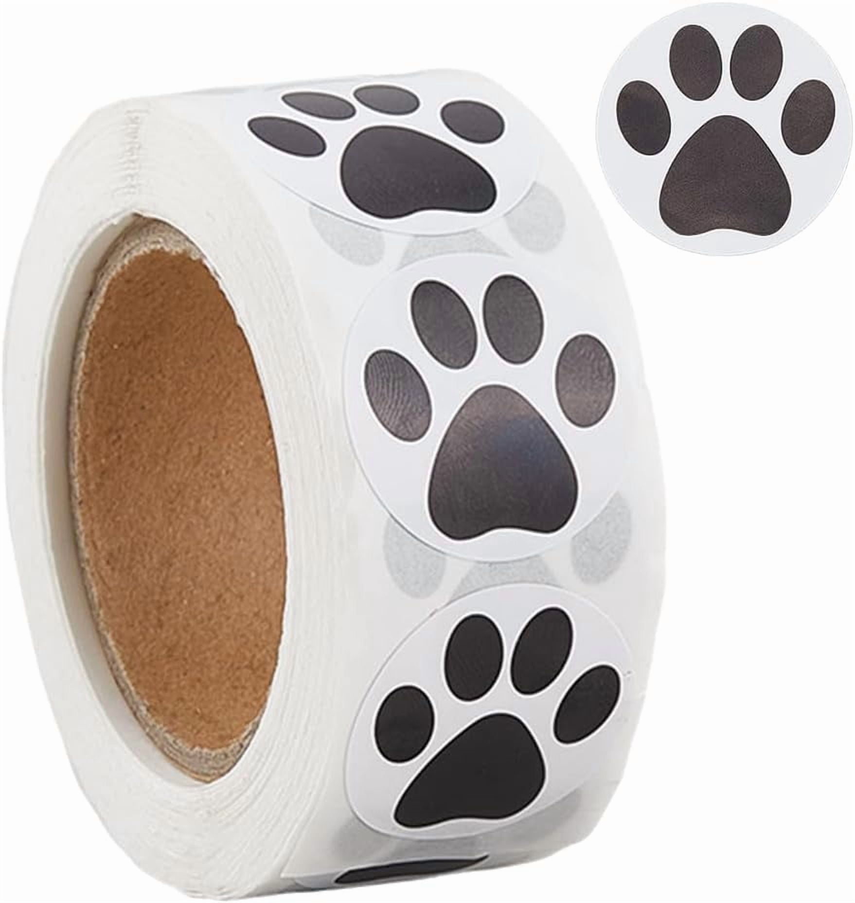 1 Roll 500Pcs Dog Paw Print Decals Black Bear Paw Sticker 1 Inch Small ...