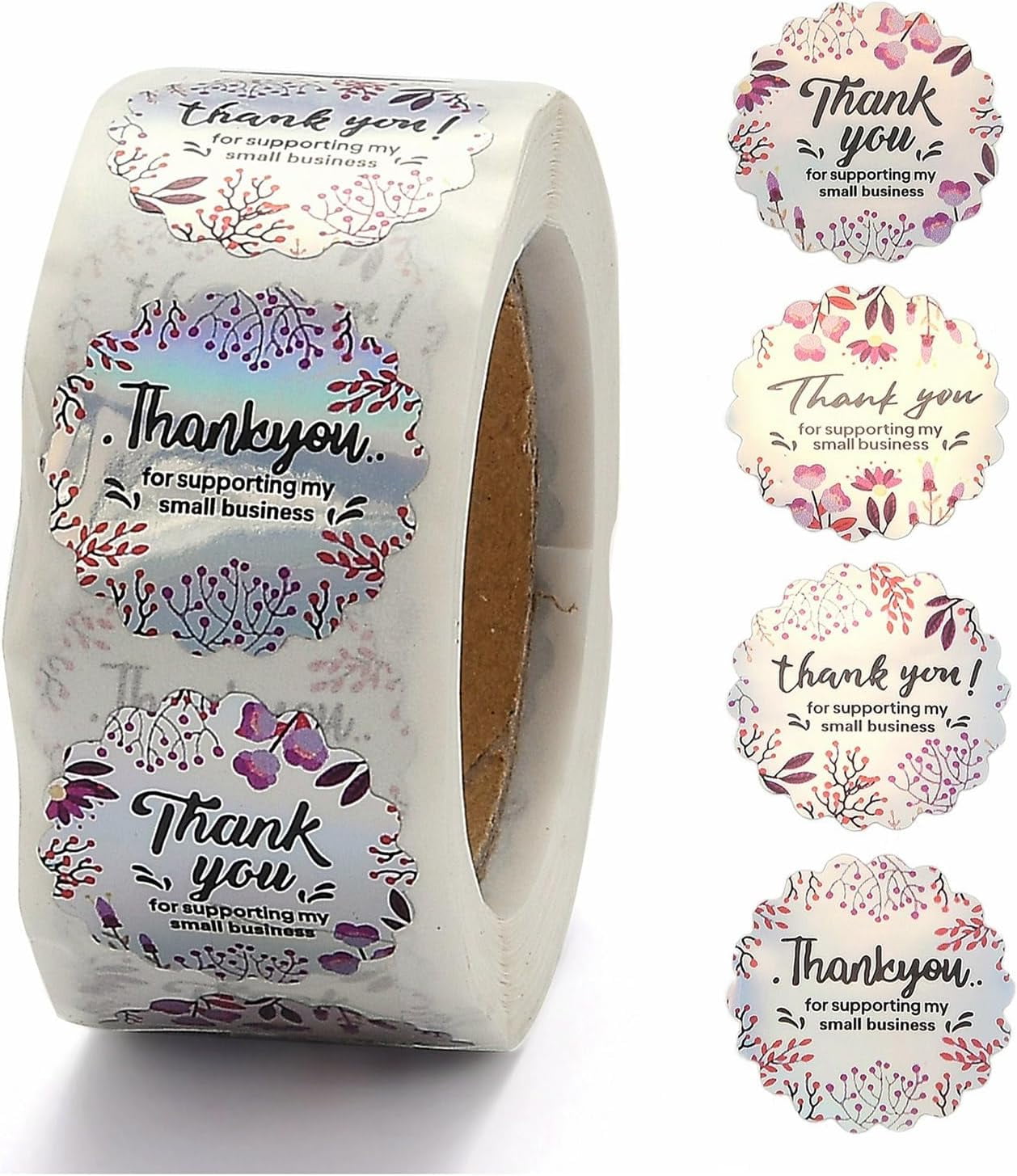 1 Roll 500Pcs Rainbow 1 Inch Thank You Sticker Round Stickers Roll with ...