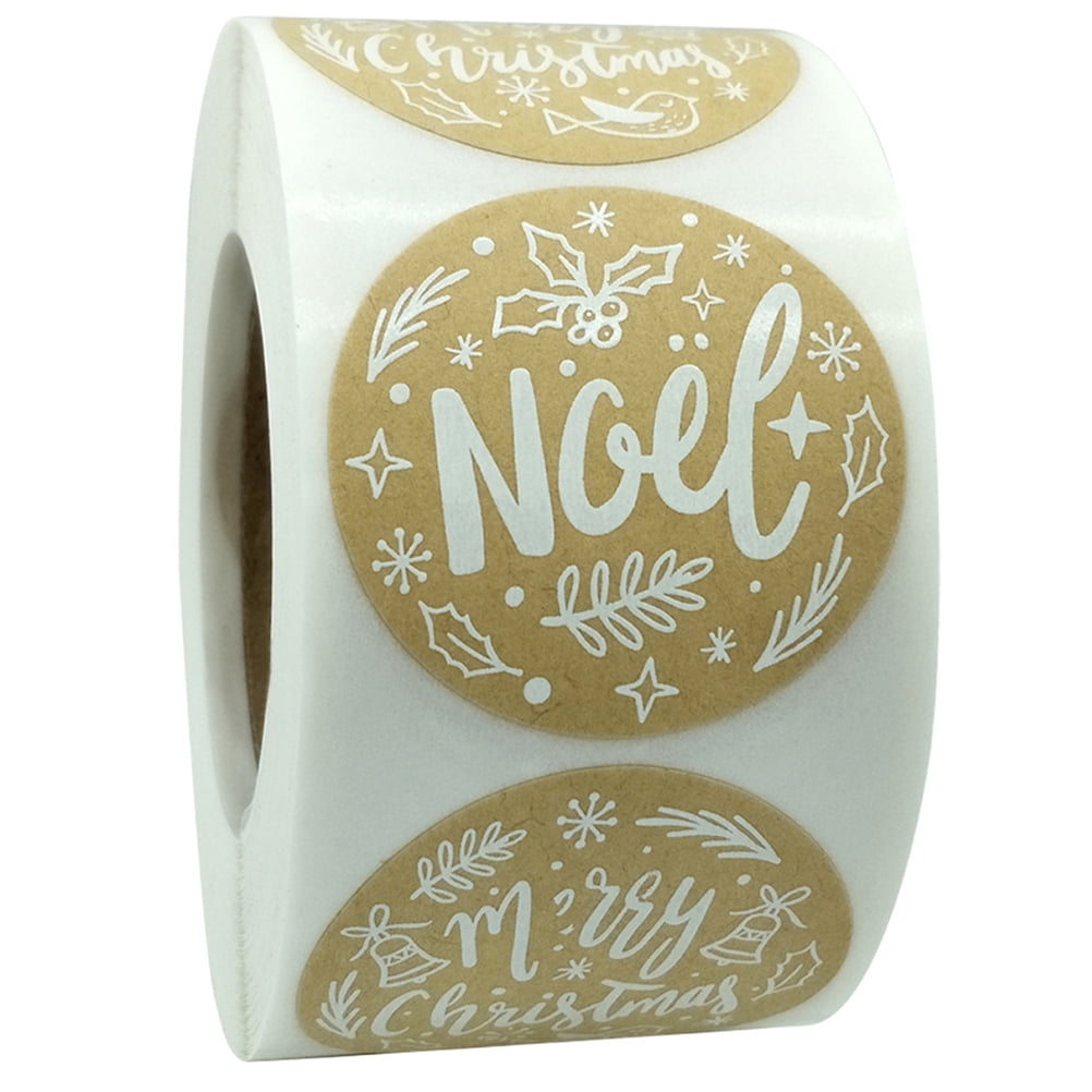 1 Roll/500pcs Kraft Paper Stickers Sealing Sticker Christmas DIY ...