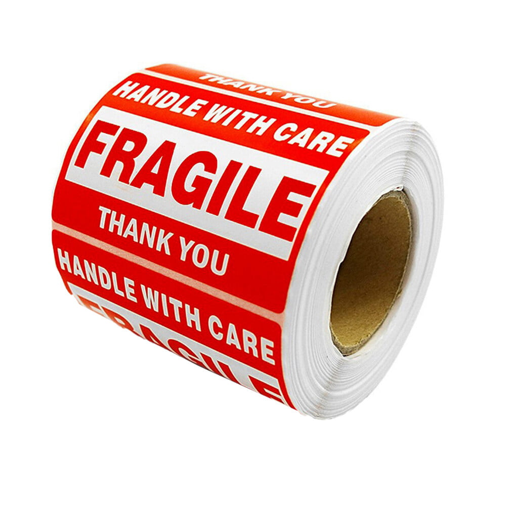 1 Roll/500pcs Warning Fragile Stickers Moving Wrapping Shipping Caution ...